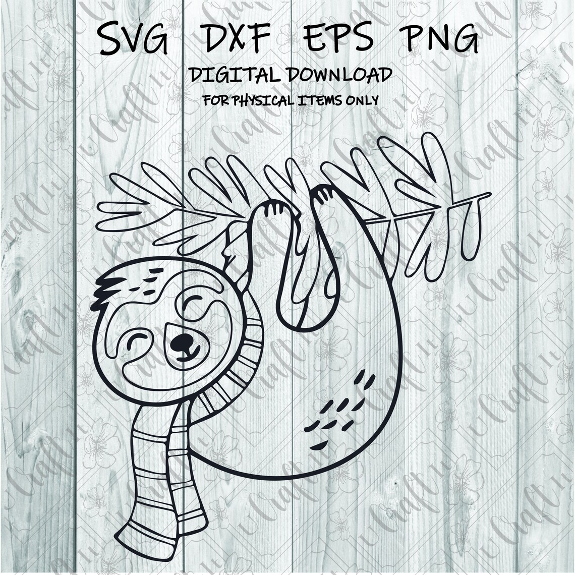 Sloth Svg - Sloth Clipart - Sloth Cut File - Hanging Sloth - Winter ...