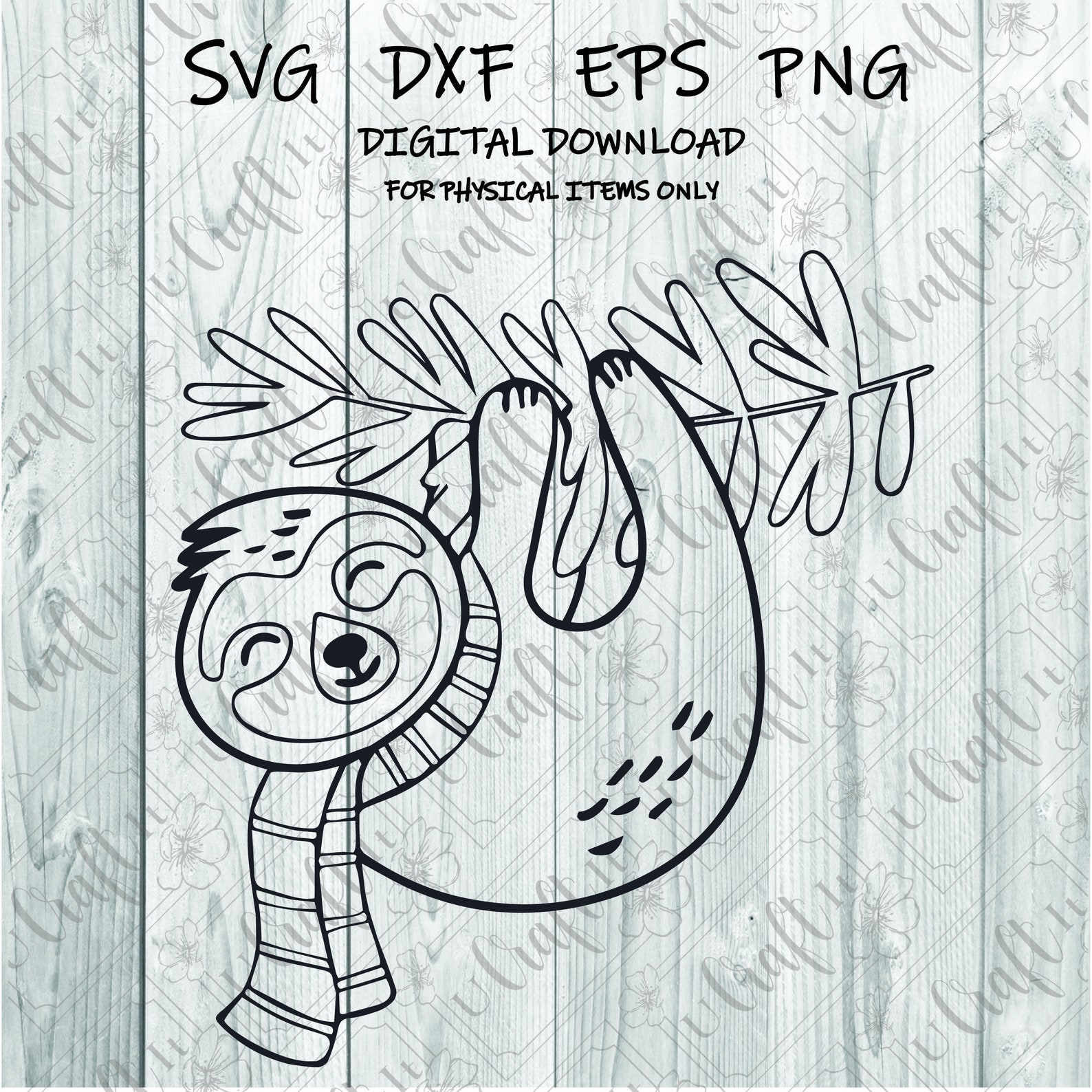 Sloth Svg - Sloth Clipart - Sloth Cut File - Hanging Sloth - Winter ...