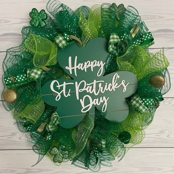 St Patrick Deco Mesh Wreaths - Etsy