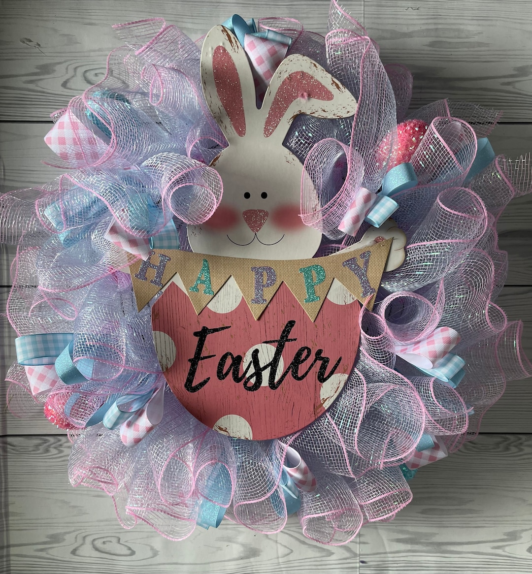 Deco Mesh Easter Wreath - Etsy