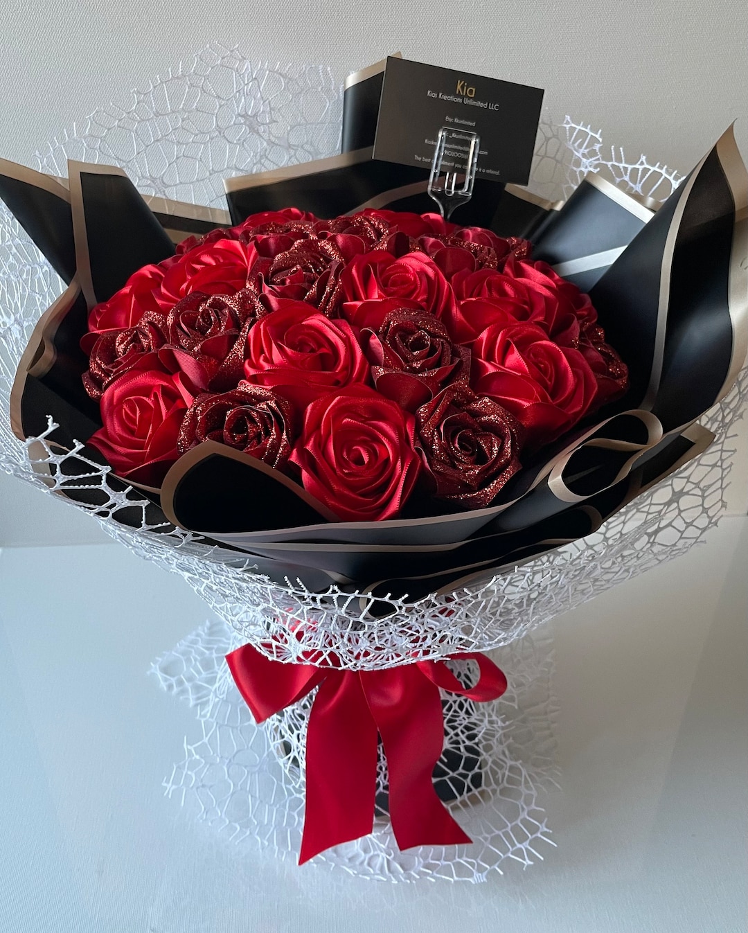 Forever Roses, Rose Bouquet, Floral Bouquet, Ribbon Roses, Mother’s Day ...