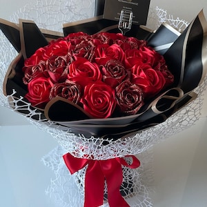 Forever Roses, Rose Bouquet, Floral Bouquet, Ribbon Roses, Mother’s Day ...