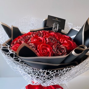 Forever Roses, Rose Bouquet, Floral Bouquet, Ribbon Roses, Mother’s Day ...
