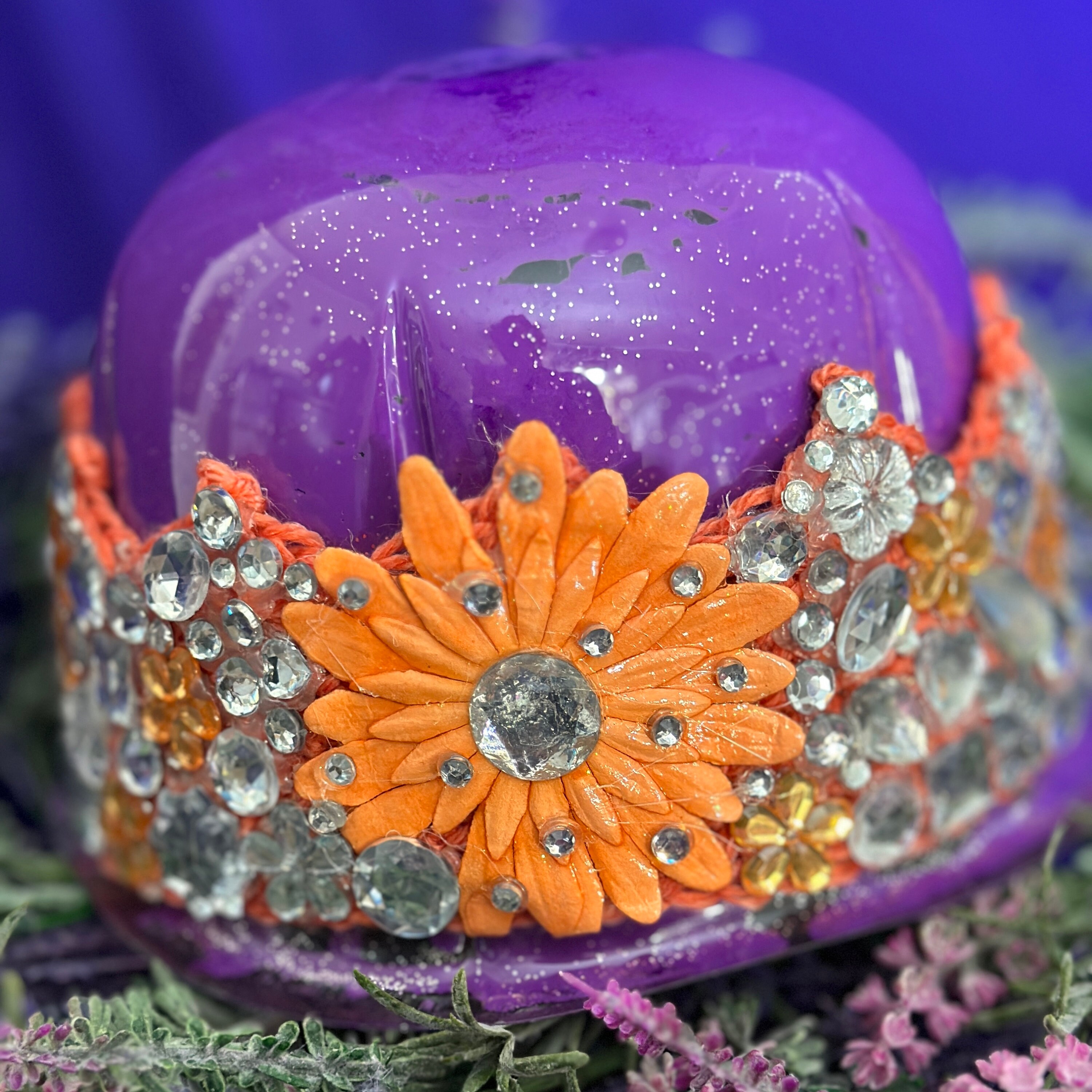 Handmade Crocheted Adult Crown (orange/flower) With Jewels | One-of-a ...