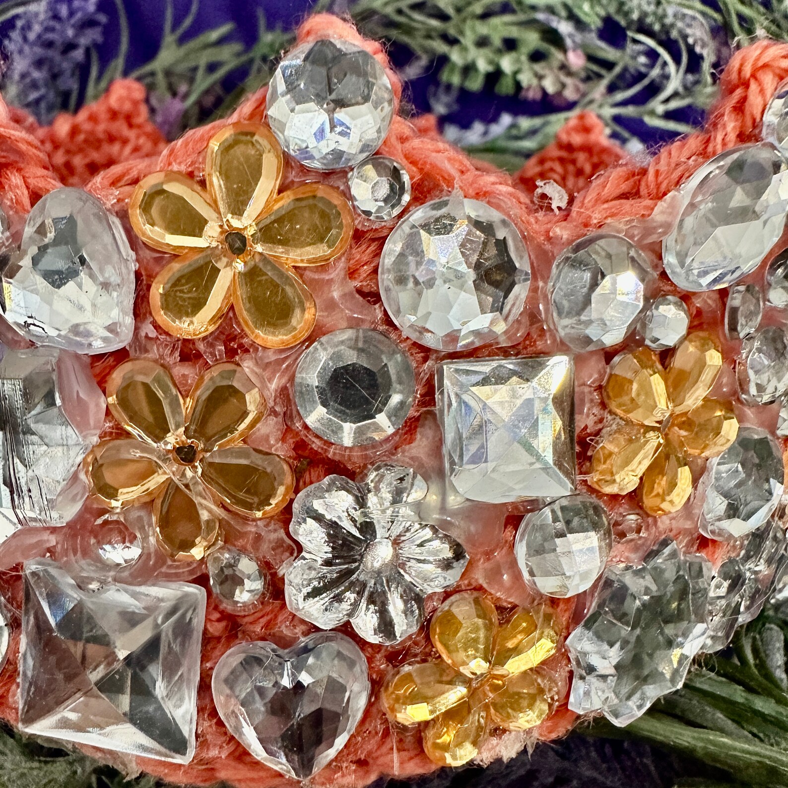 Handmade Crocheted Adult Crown (orange/flower) With Jewels | One-of-a ...