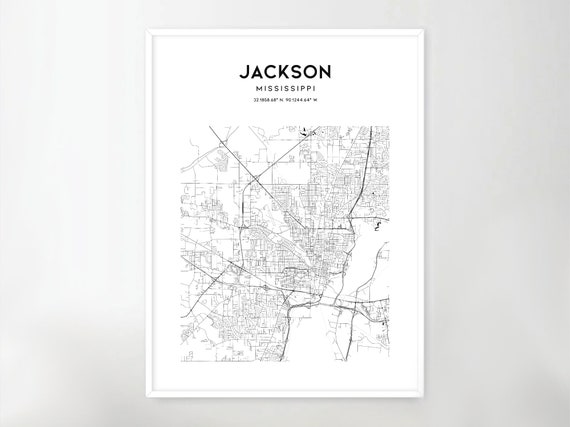 Jackson Map Poster Jackson Map Print Wall Art Ms City Map | Etsy