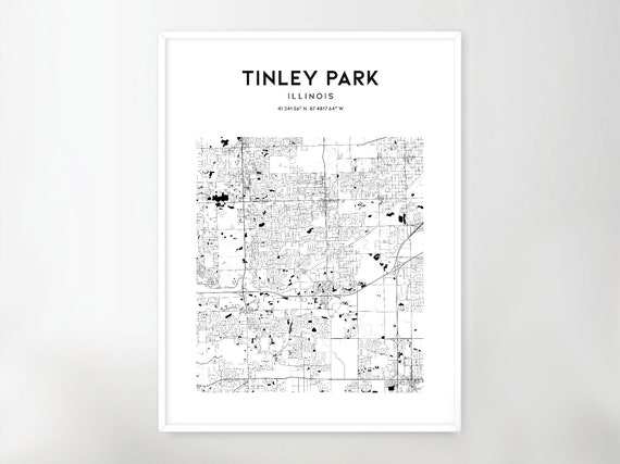 Tinley Park Map Poster Tinley Park Map Print Wall Art Il Etsy
