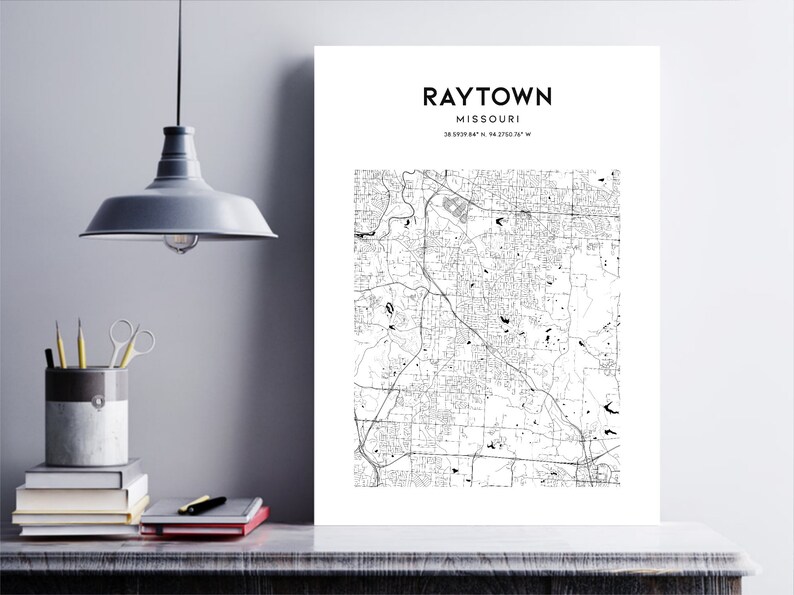 Raytown Map Poster Raytown Map Print Wall Art Mo City Map | Etsy