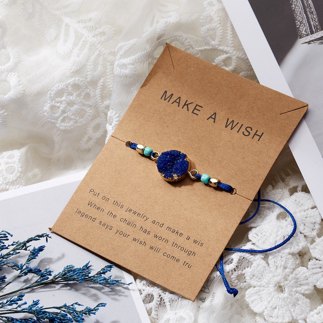 Make a Wish Wish Bracelet Blue Charm Bracelet Lucky Blue - Etsy
