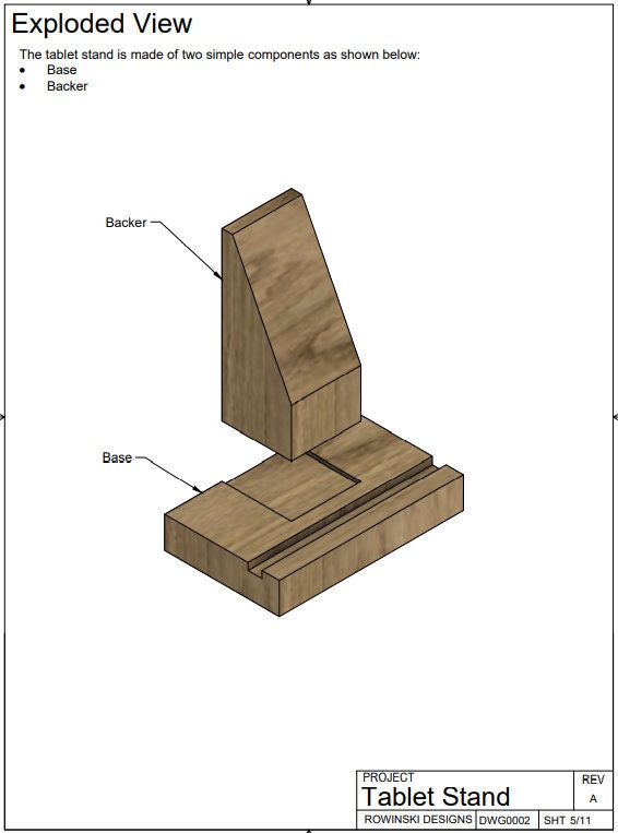 Tablet Stand Build Plans - 7" X 6-1/2" X 4" - Etsy