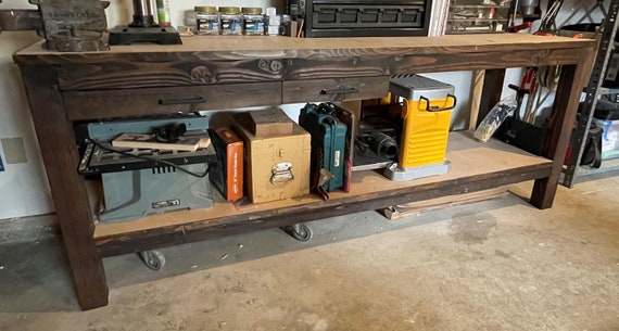 Blueprints & How To Work Bench Plans 8' x 3' x 2' Home Improvement Home ...