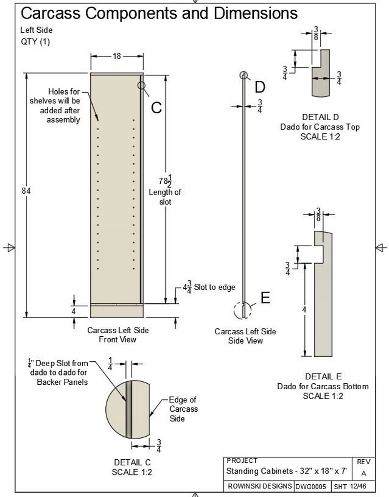Standing Cabinet Build Plans - 32" X 18" X 7' - Etsy