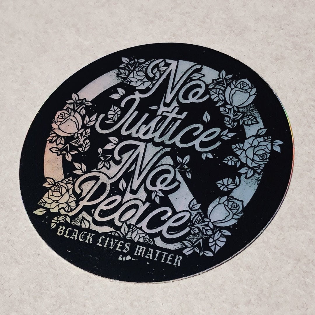 Holographic No Justice Vinyl Sticker - Etsy