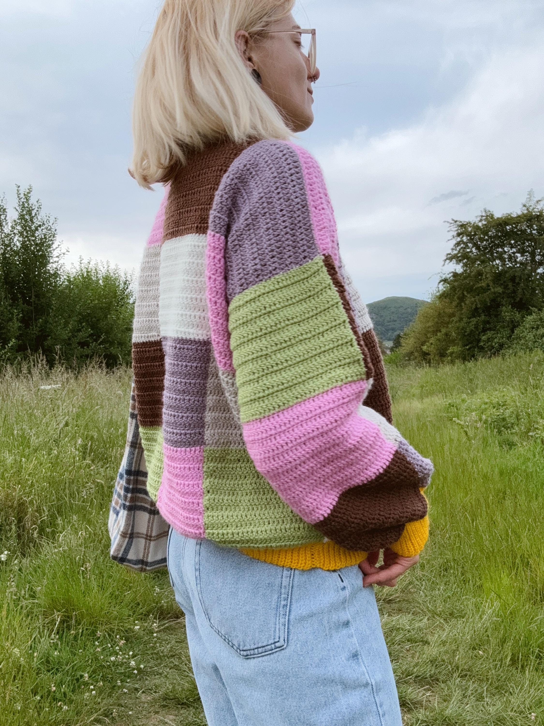 Patchwork Crochet Jumper Pattern | Color Block Sweater (PDF Pattern) - Etsy