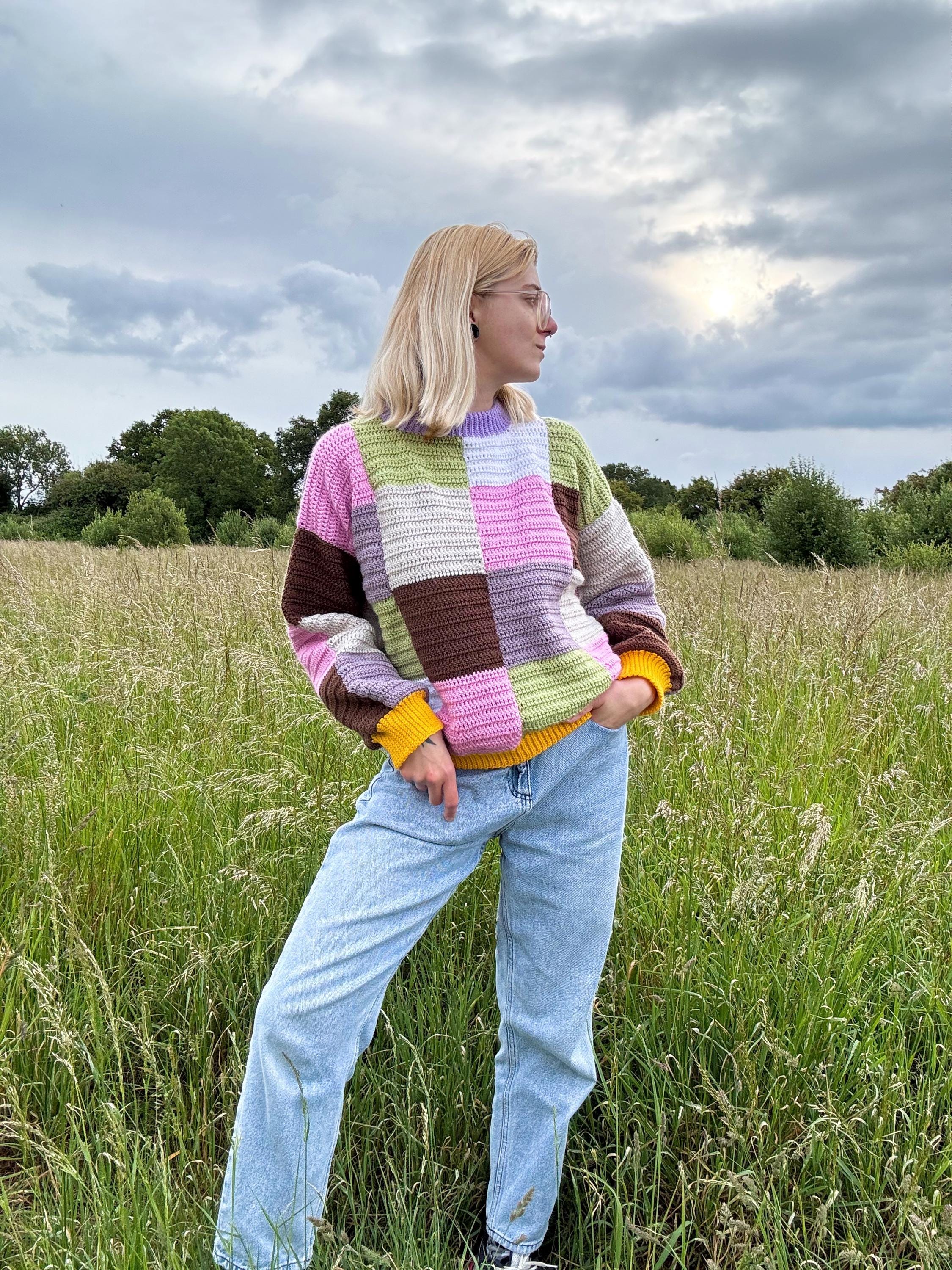 Patchwork Crochet Jumper Pattern | Color Block Sweater (PDF Pattern) - Etsy
