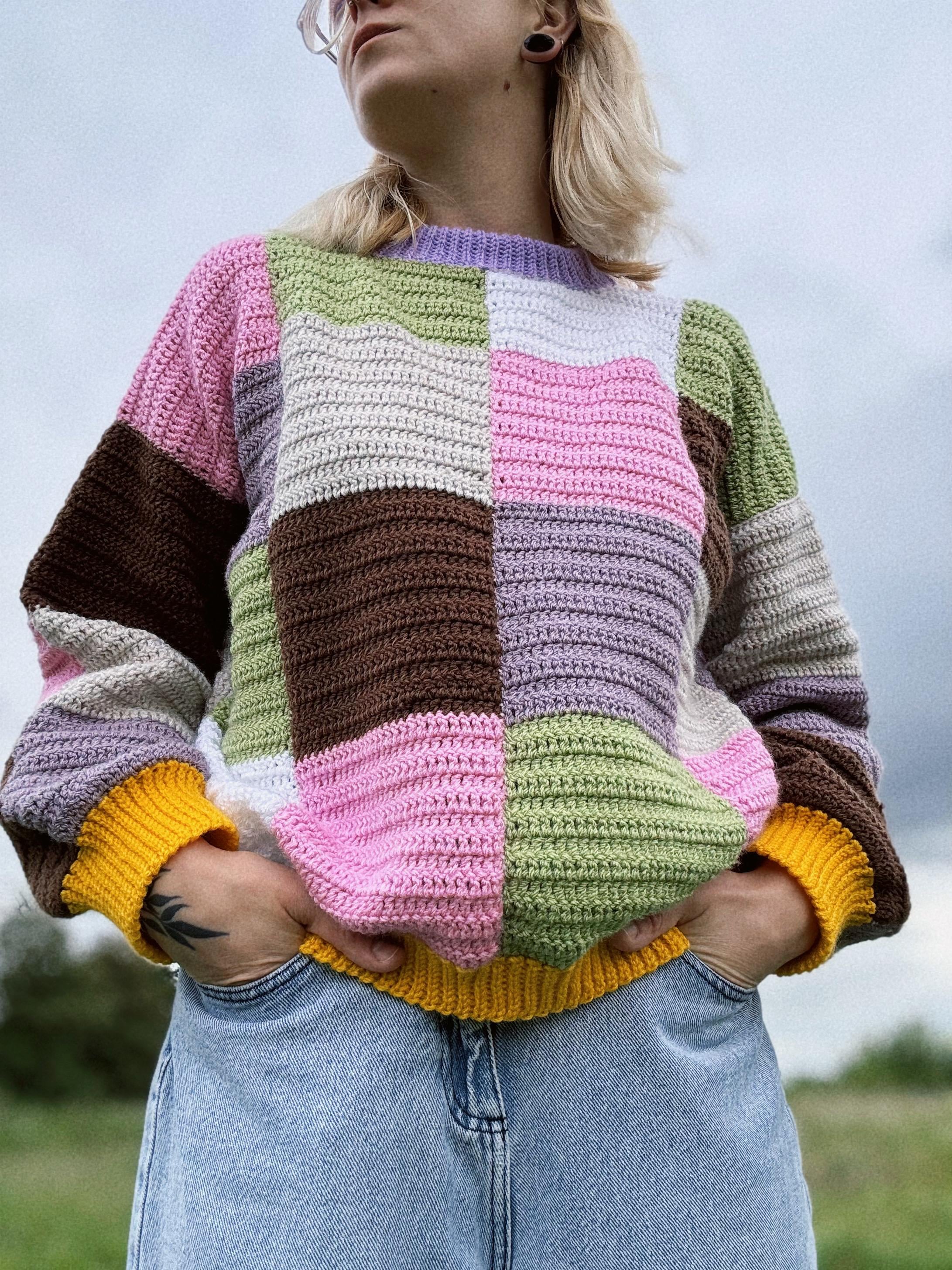 Patchwork Crochet Jumper Pattern | Color Block Sweater (PDF Pattern) - Etsy