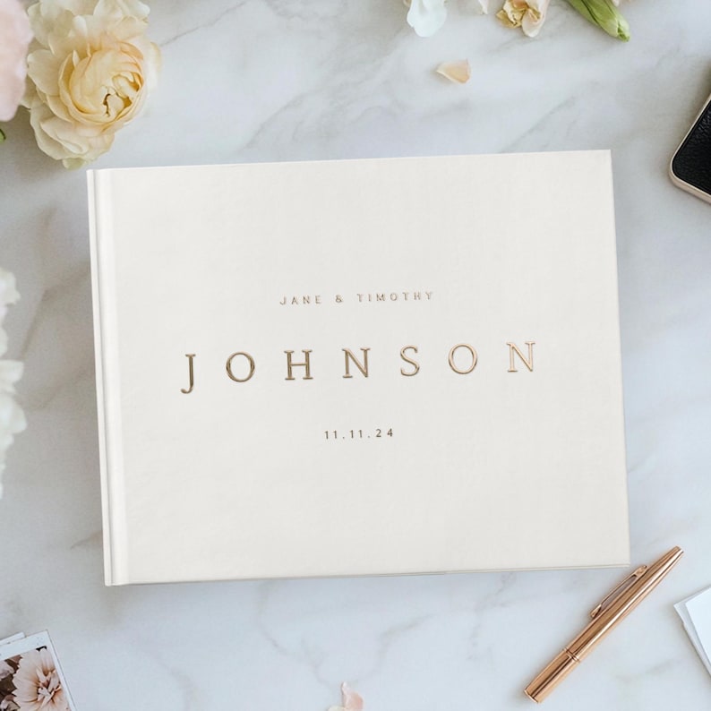 Personalized Wedding Guest Book, Minimalist Custom Wedding Hardcover ...