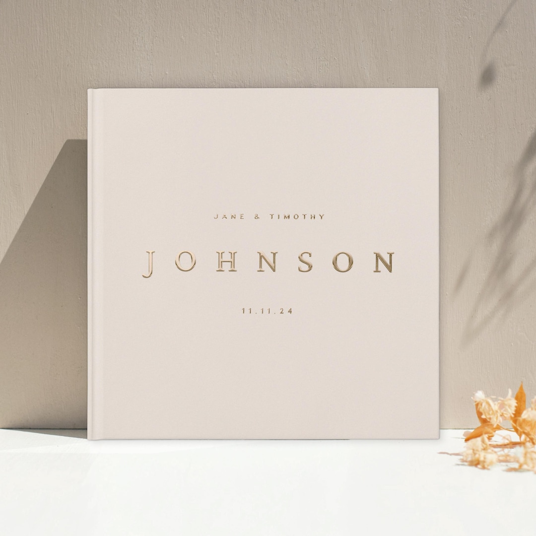 Personalized Wedding Guest Book, Minimalist Custom Wedding Hardcover ...