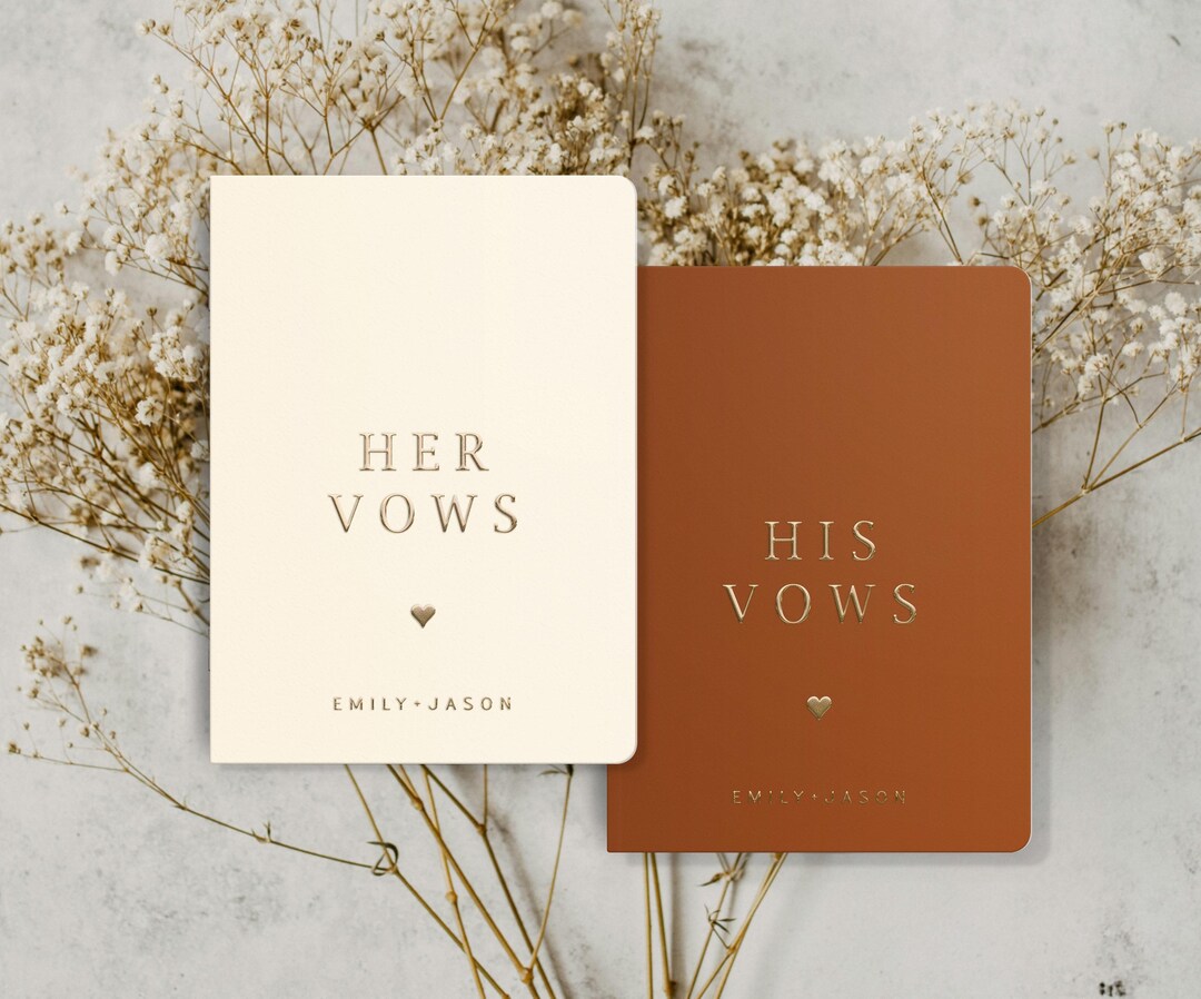 Wedding Vow Books, Boho Vow Books Set of 2, Personalized Vow Books, His ...