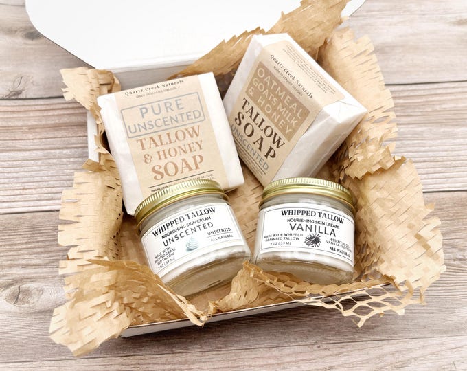 Tallow Moisturizing Cream, Tallow Lip Balm, Tallow Soap Bar, Grass Fed ...