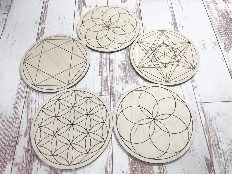 Crystal Grid Boards / Any 4 / Sacred Geometry / Wooden Crystal | Etsy