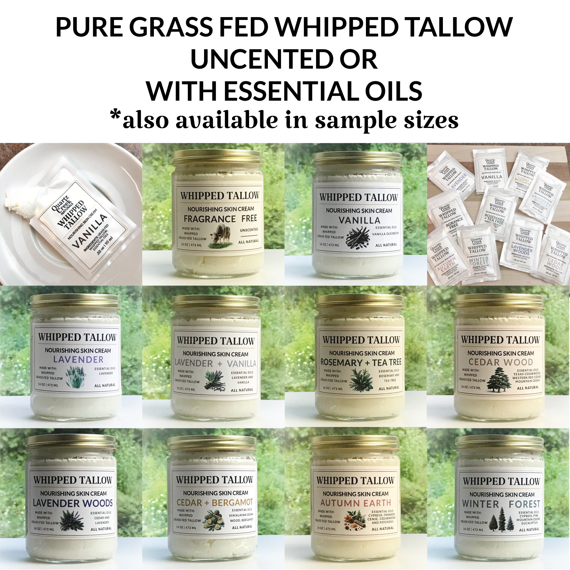 ANY 2 / Whipped Tallow Skin Cream Grass-fed Tallow Face Moisturizer All ...