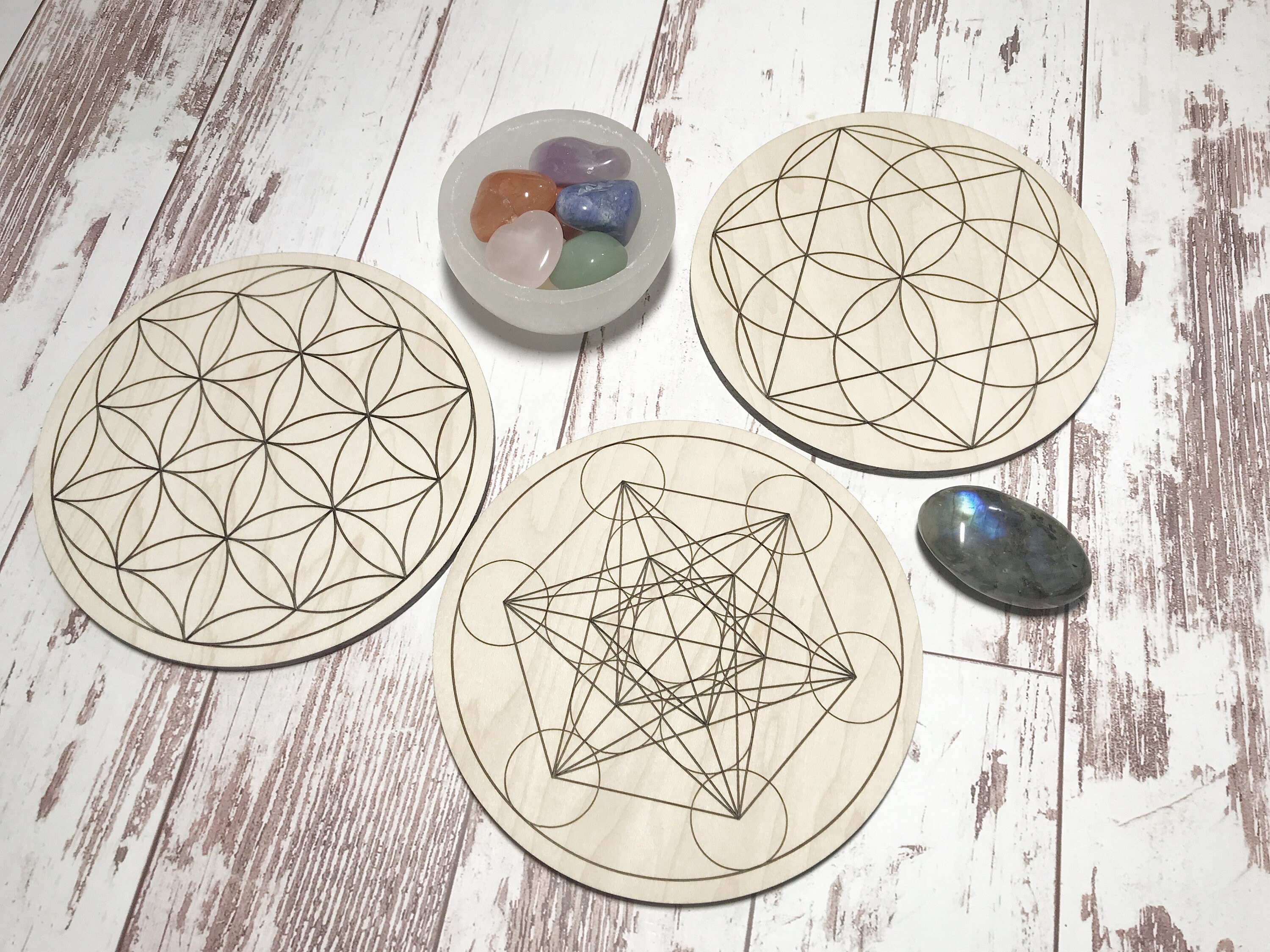 Crystal Grid Boards / Any 2 / Sacred Geometry / Wooden Crystal | Etsy