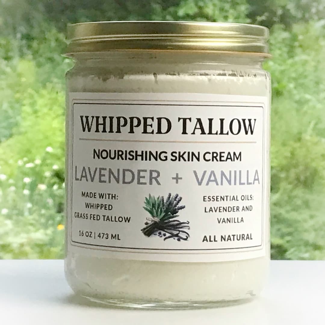 LAVENDER + VANILLA Whipped Tallow Skin Cream Grass-fed Tallow Face ...