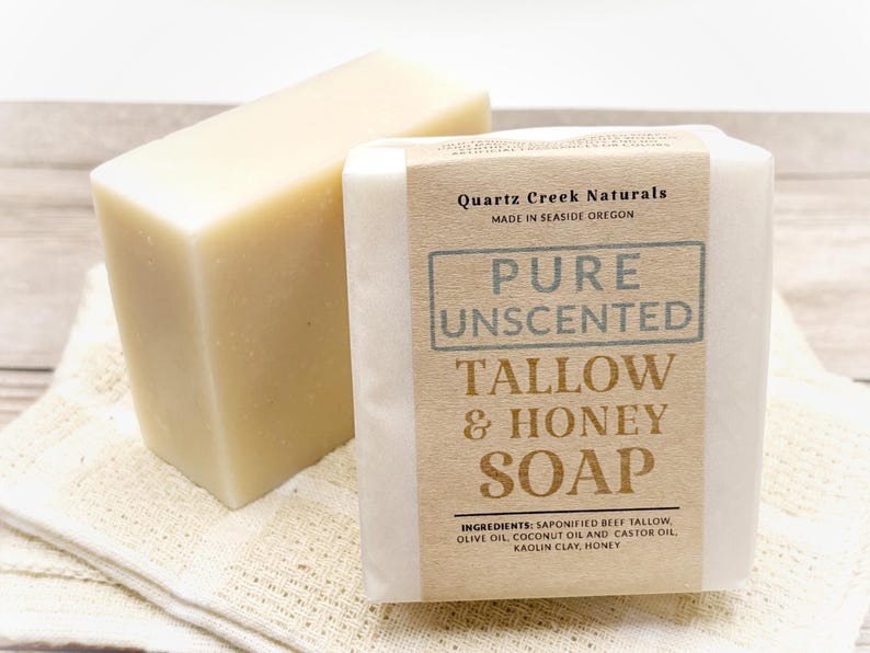 Pure Tallow & Honey Soap / Unscented 100% Grass Fed Beef Tallow Soap ...