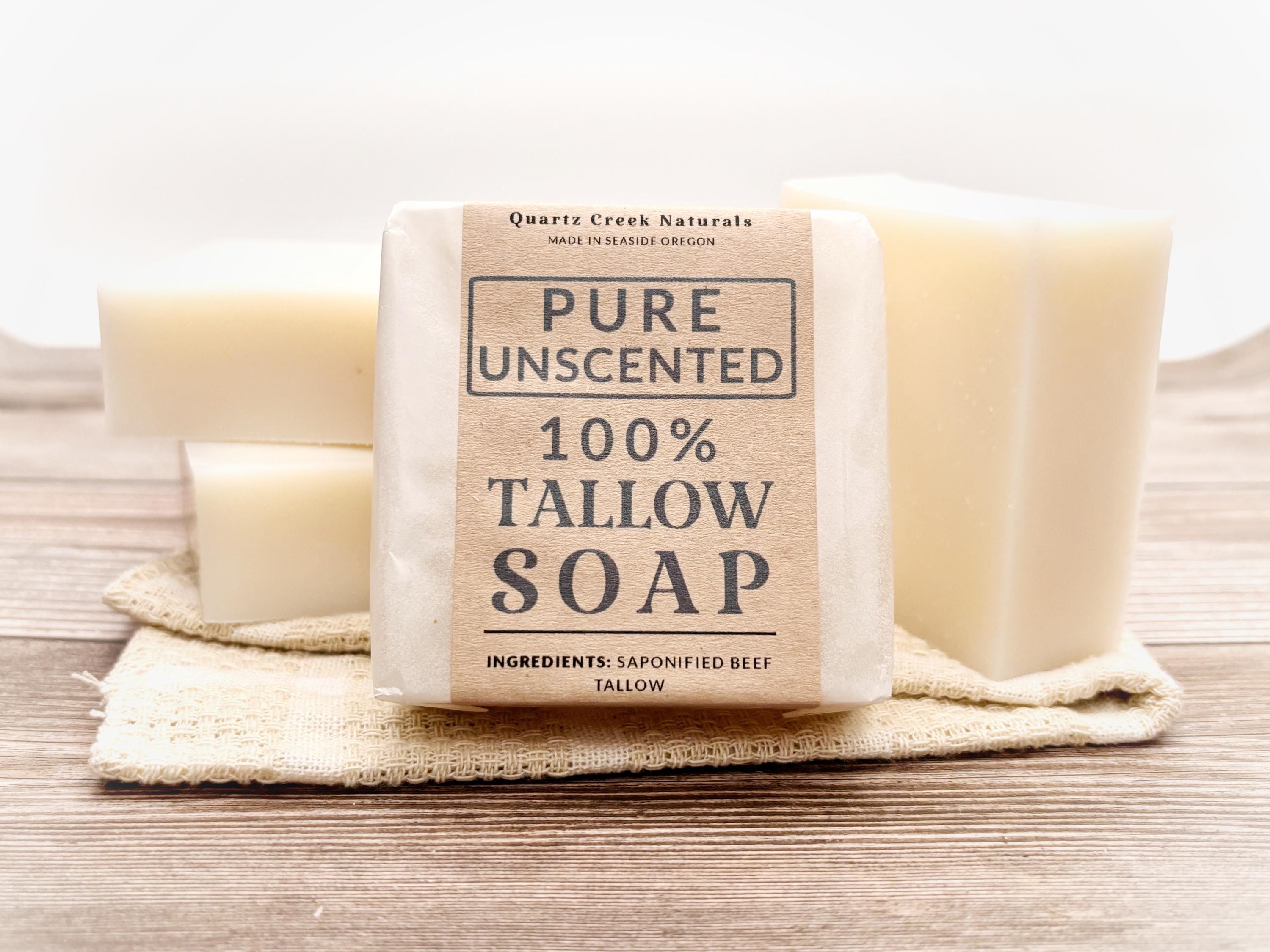 Pure Tallow Soap / Unscented 100% Beef Tallow Soap Bars Body Face Hands ...