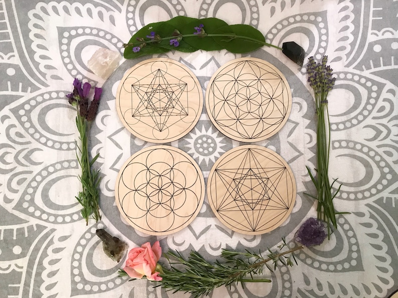 Crystal Grid Boards / Any 4 / Sacred Geometry / Wooden Crystal | Etsy