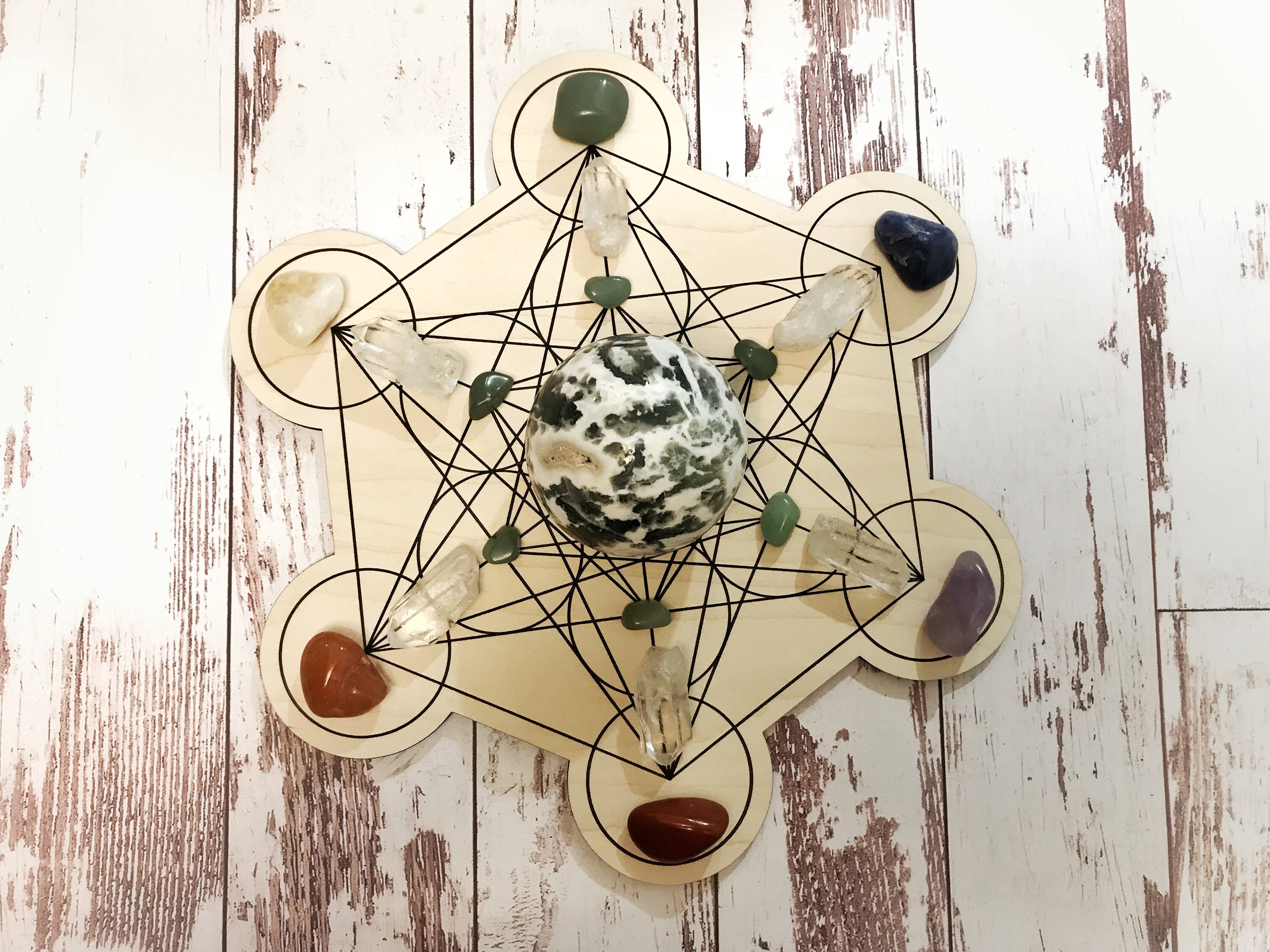 Crystal Grid Board / Metatron's Cube Crystal Grid / Sacred - Etsy