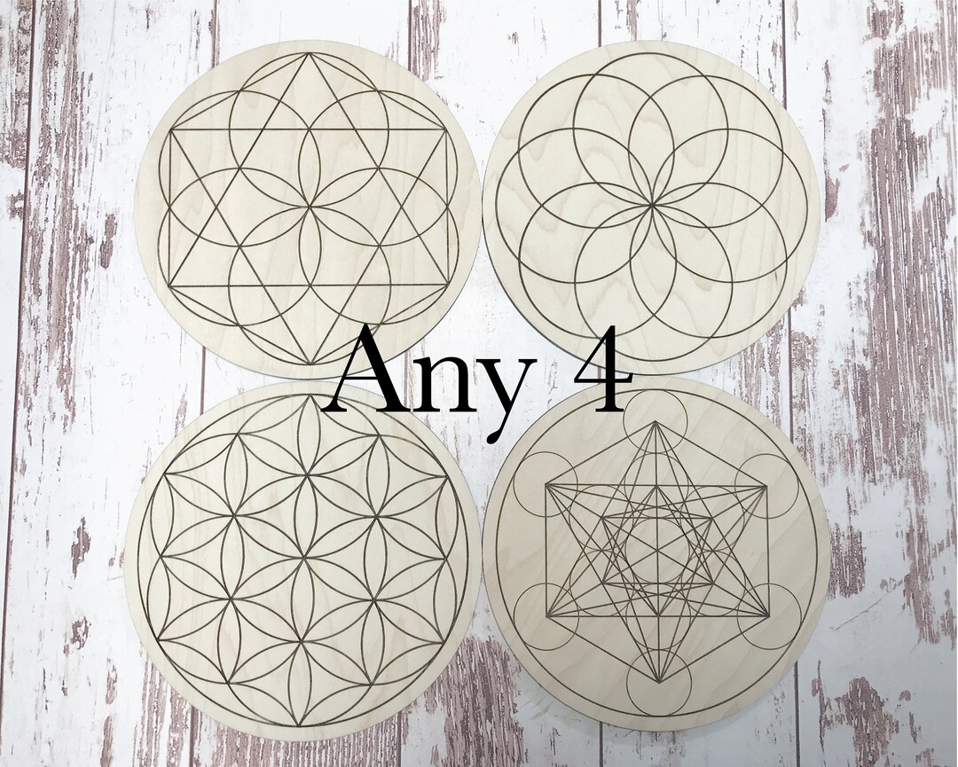 Crystal Grid Boards / Any 4 / Sacred Geometry / Wooden Crystal Grid ...