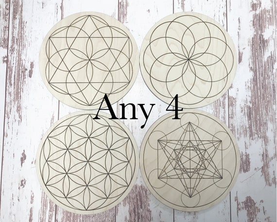Crystal Grid Boards / Any 4 / Sacred Geometry / Wooden Crystal | Etsy