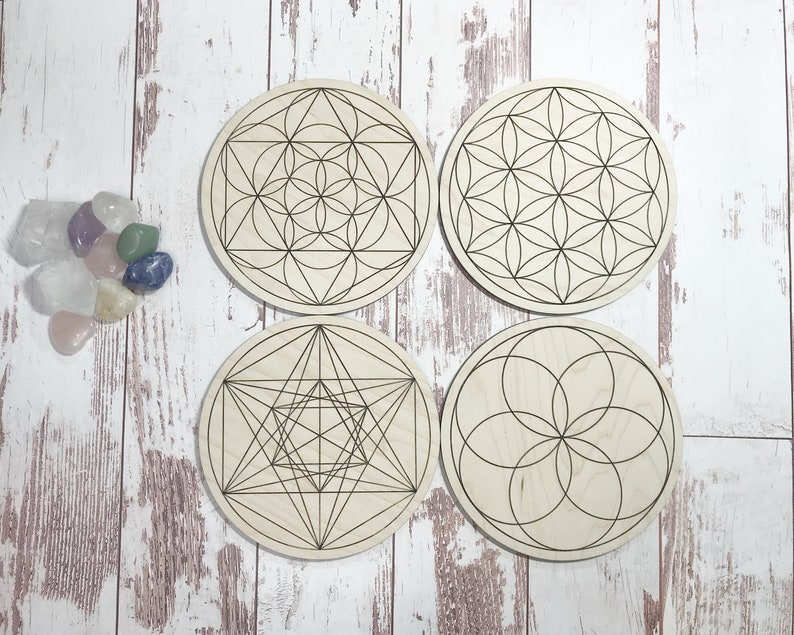 Crystal Grid Boards / Any 4 / Sacred Geometry / Wooden Crystal | Etsy