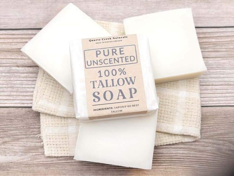 Pure Tallow Soap / Unscented 100% Beef Tallow Soap Bars Body Face Hands ...