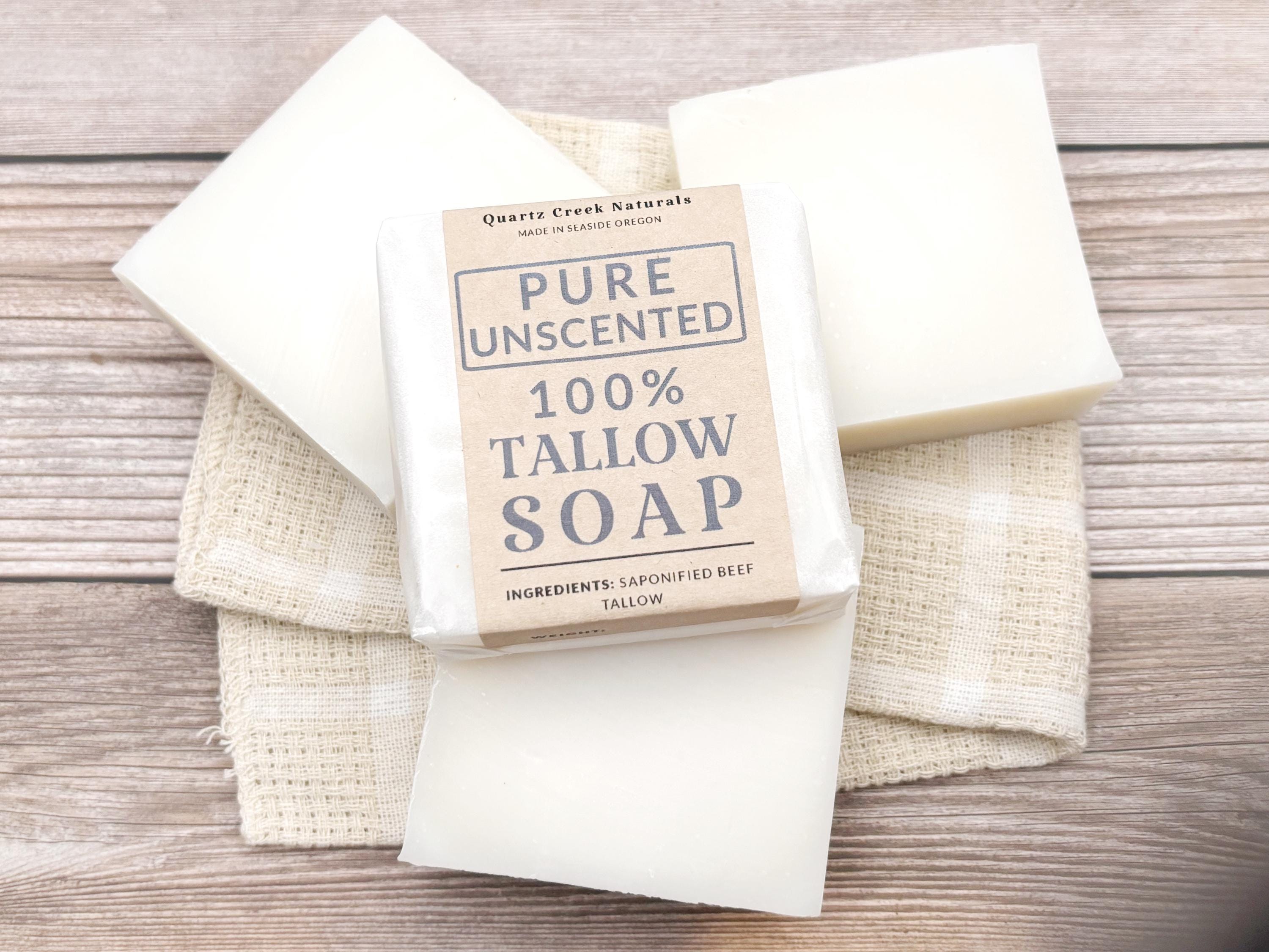 Pure Tallow Soap / Unscented 100% Beef Tallow Soap Bars Body Face Hands ...