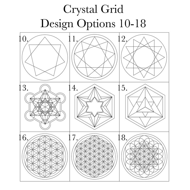 Crystal Grid Boards / Any 4 / Sacred Geometry / Wooden Crystal - Etsy