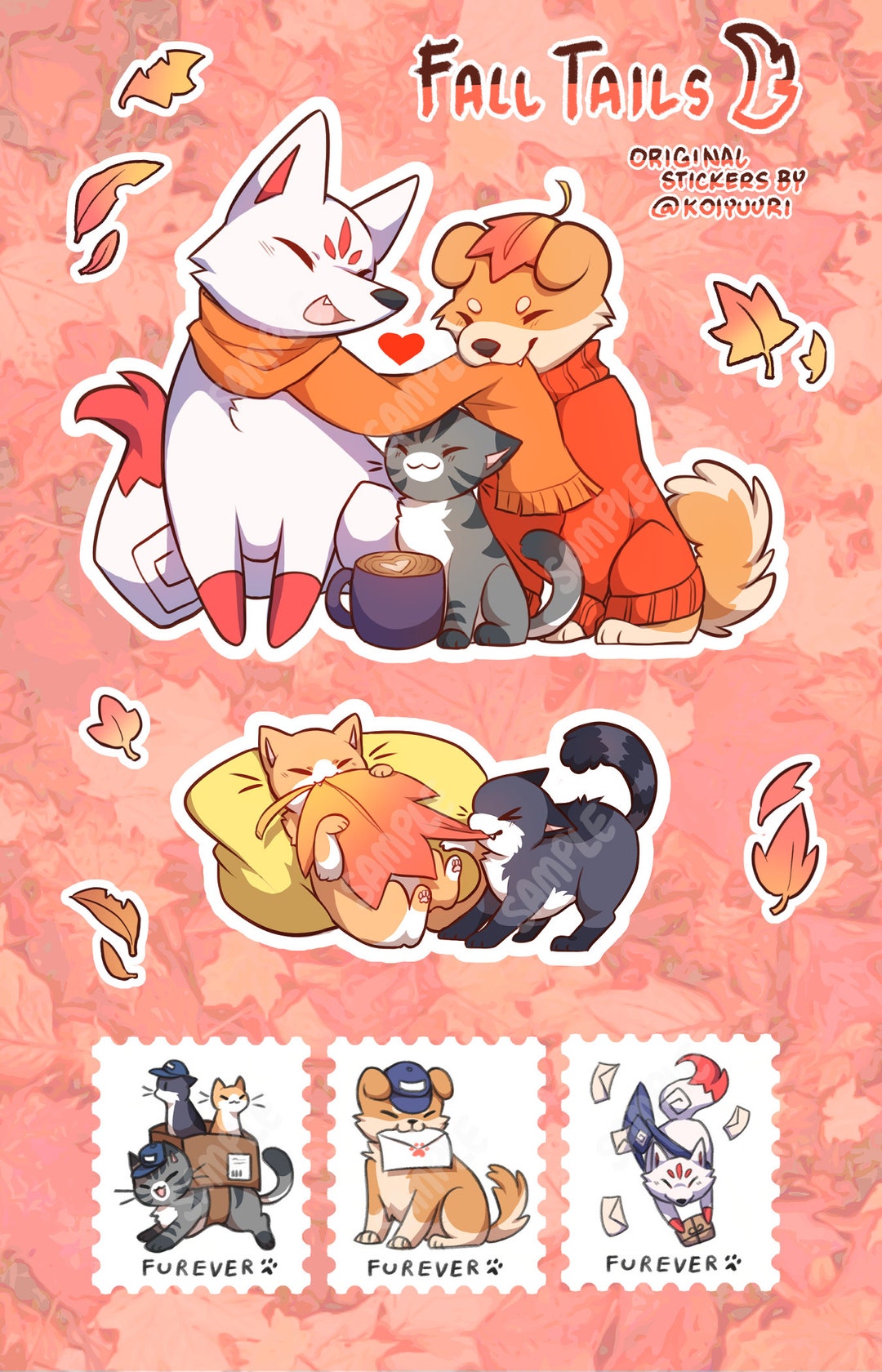 Original fall Tails 4.5x7 Kiss Cut Stickers - Etsy