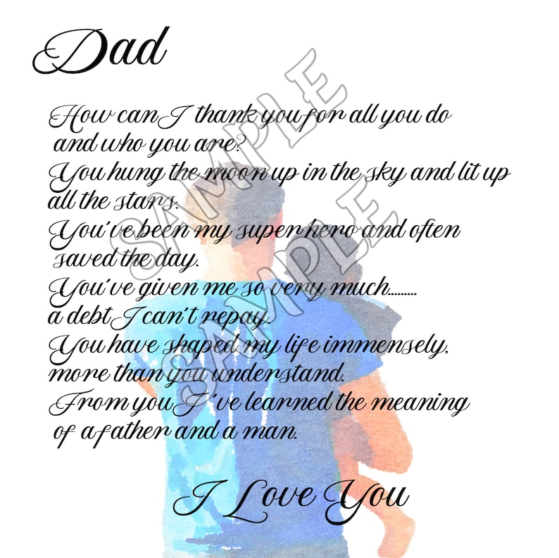 DAD POEM PRINTABLE Instant Download Gift for Dad Dad Wall | Etsy