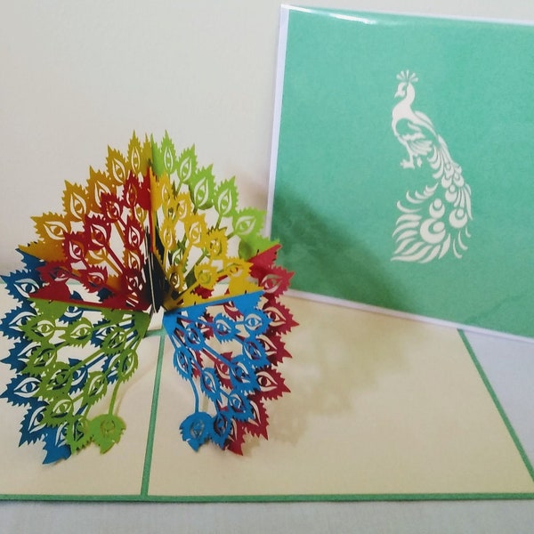 Peacock Pop up Card - Etsy