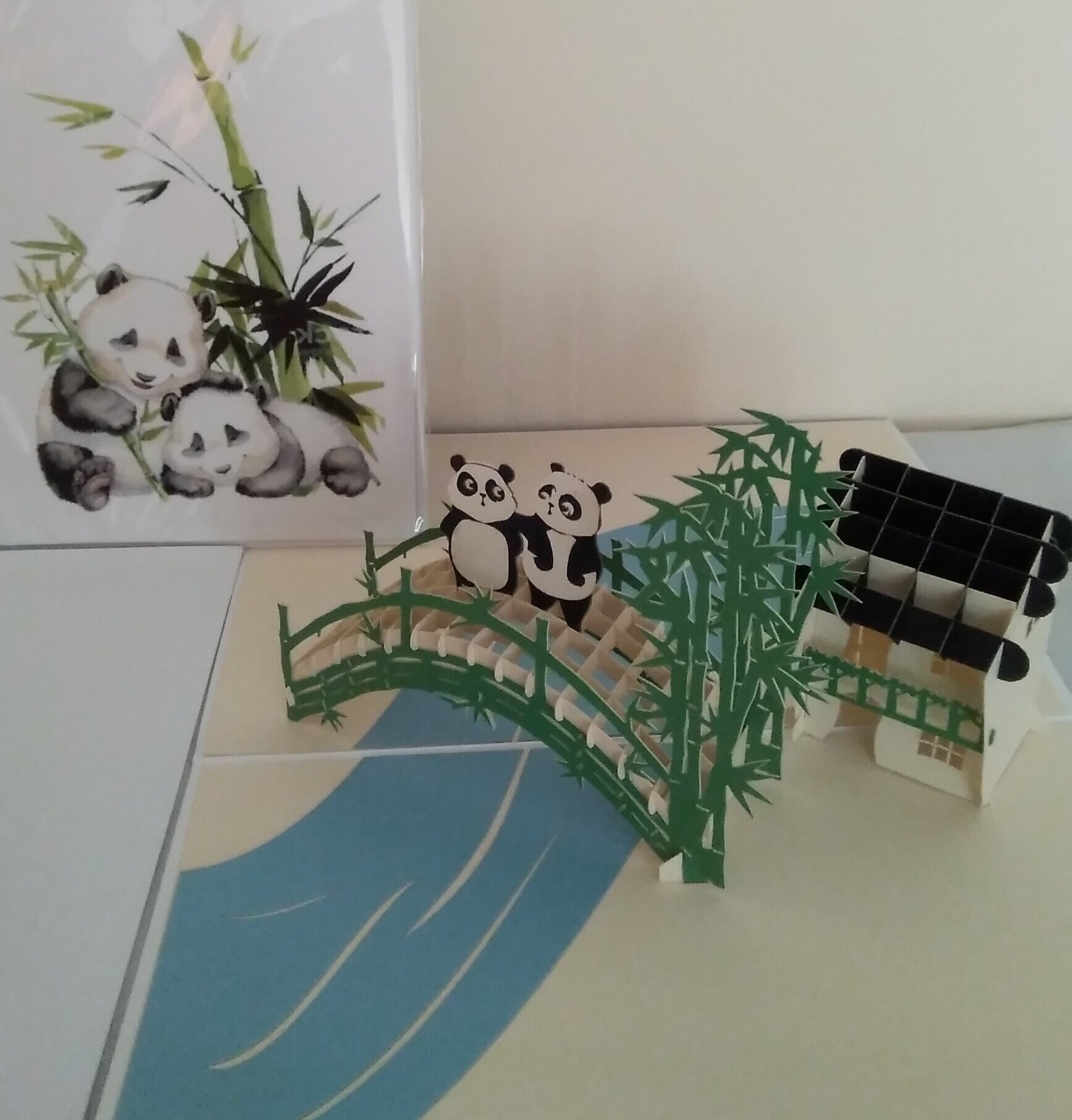 Panda's in Love on Bridge 3D Kirigami Pop-up Greeting Card - Etsy