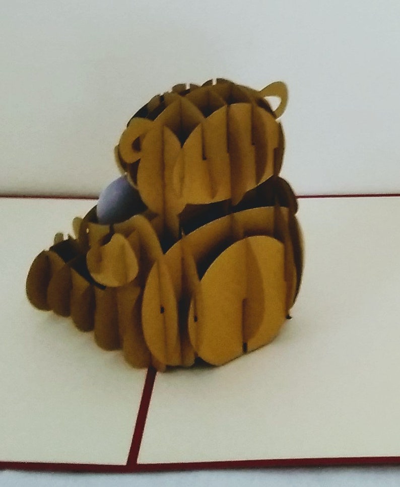 Teddybear With Red Love Heart 3D Kirigami Pop-up Greeting Card - Etsy