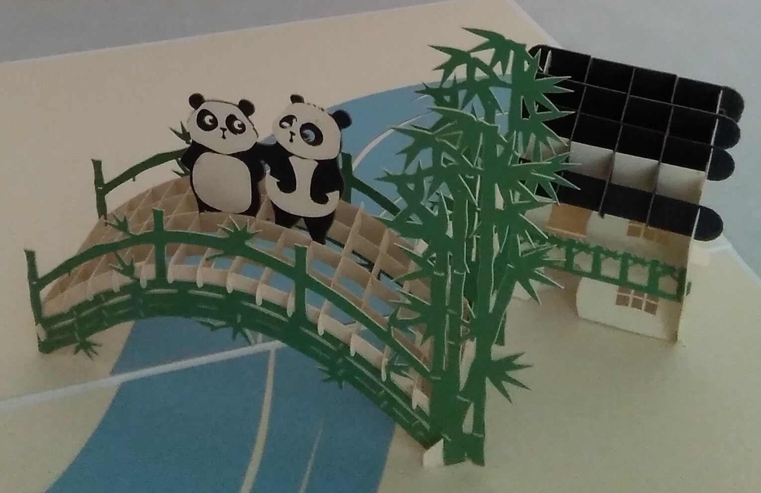 Panda's in Love on Bridge 3D Kirigami Pop-up Greeting Card - Etsy