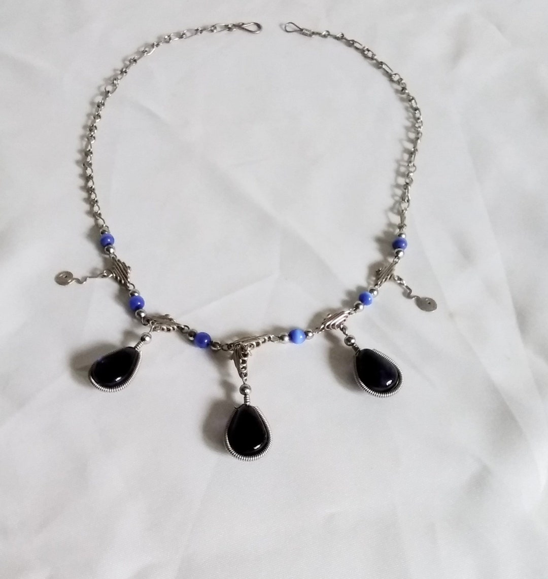 Blue Transparent Glass Pendant Necklace - Etsy