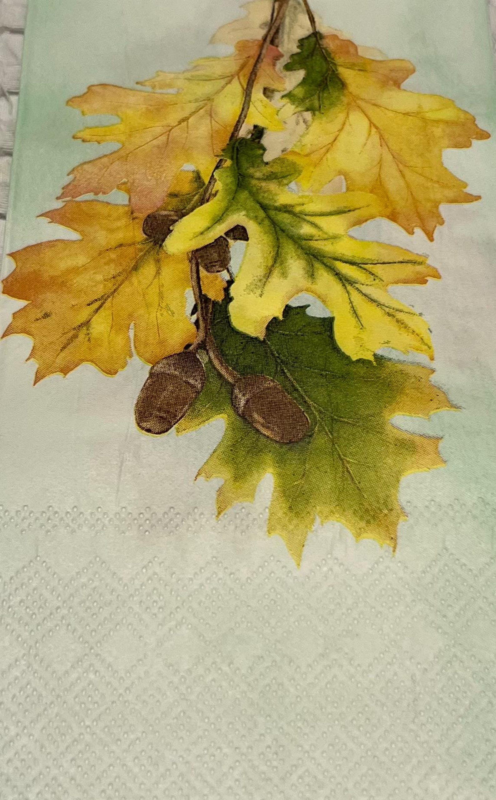 Decoupage Napkins - Set of 3 - Fall, Leaves, Acorns, Yellow, Green ...