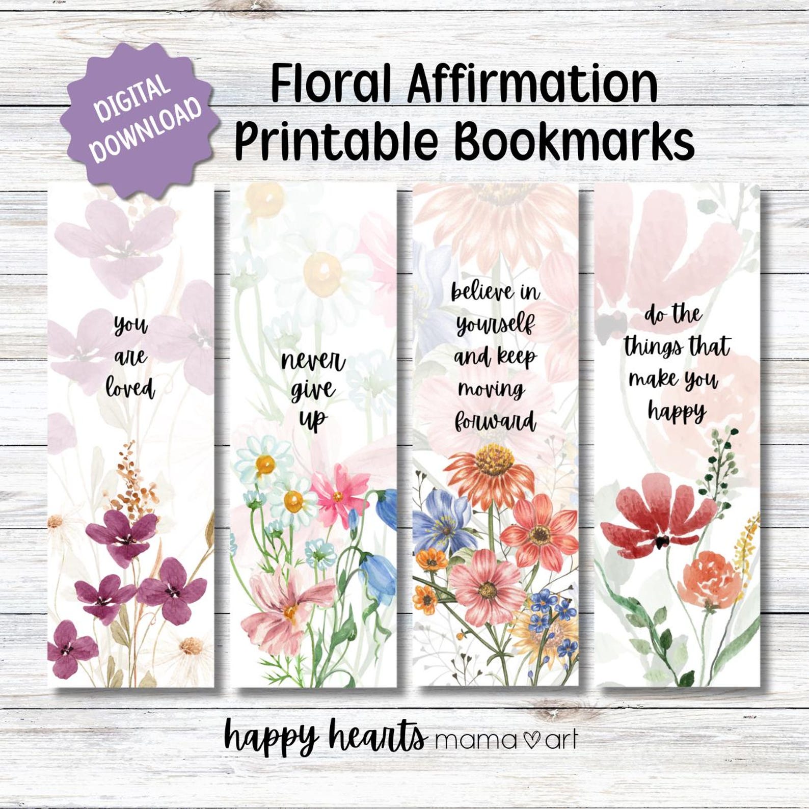 Floral Affirmation Bookmarks: Printable Book Lover Gift (digital ...