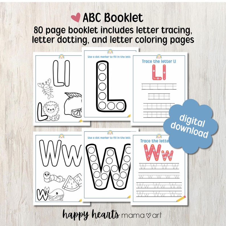 ABC Letter Tracing Booklet: Alphabet Practice Printable Worksheets (PDF ...