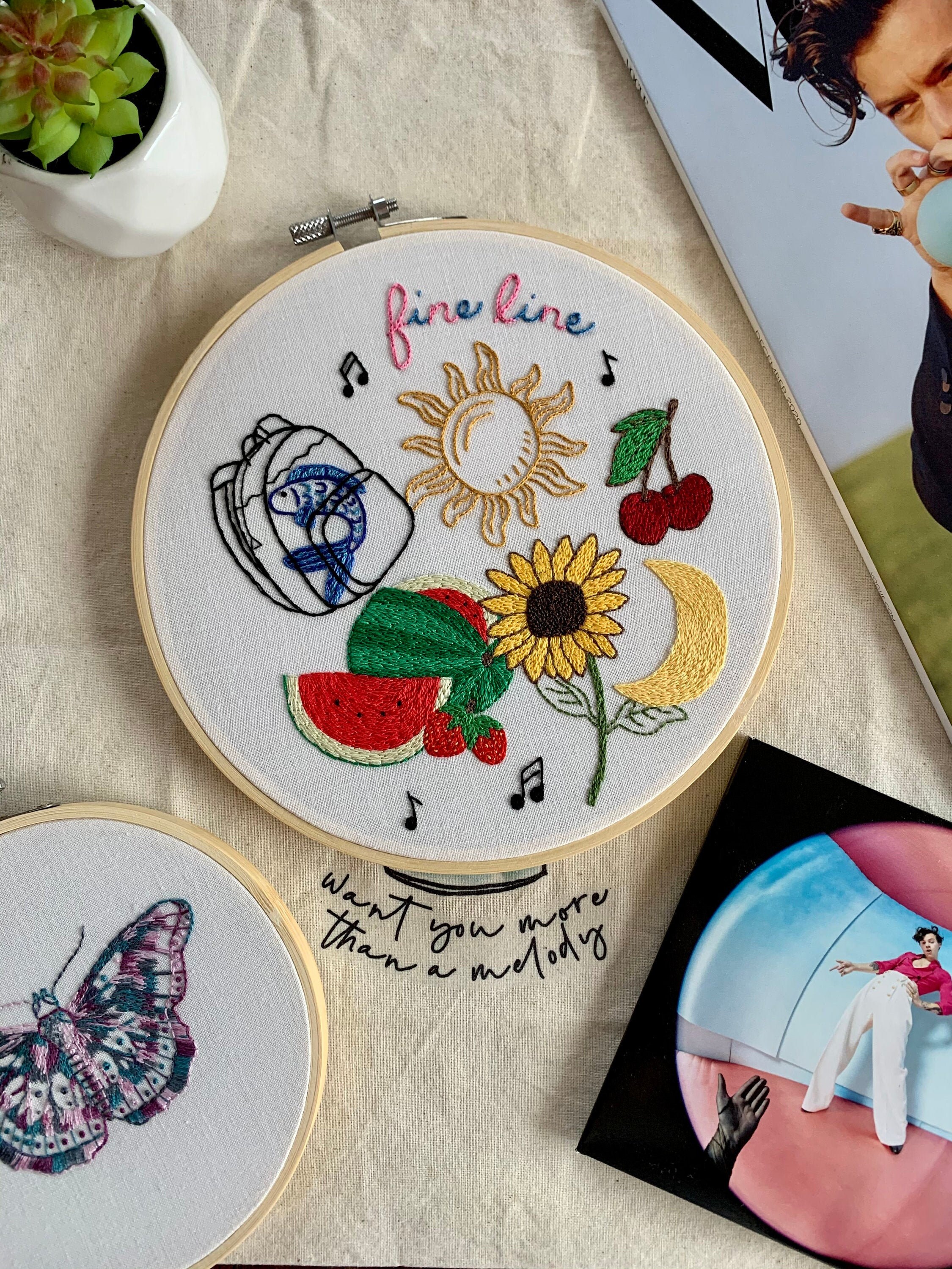 Craft Supplies & Tools Embroidery Fine Line 1D Fan Merch Hand ...