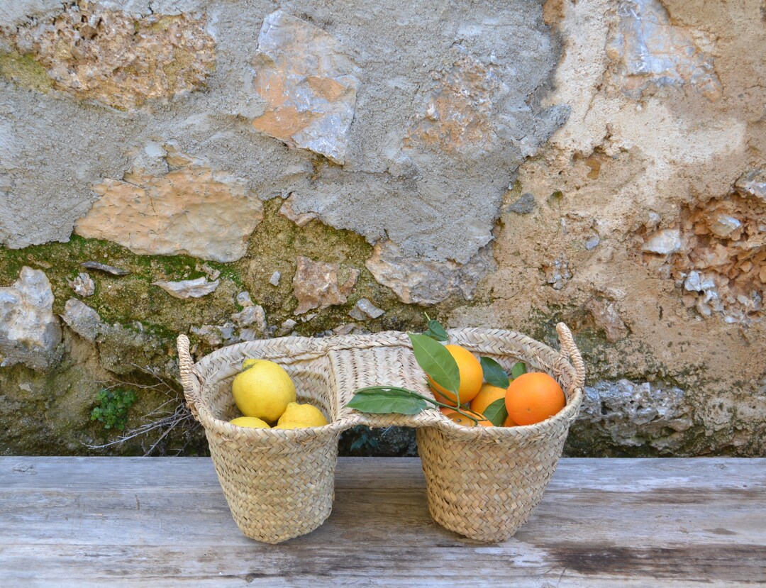 Double Basket in Hand-woven Doum/ BELDI Decoration Basket/ Authentic ...